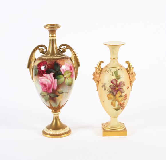 Bonhams : A Royal Worcester vase by Reginald Austin and a blush ivory ...