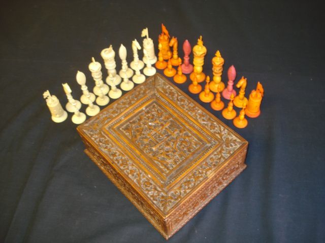 Bonhams : A 19th Century Burmese Pattern ivory chess set