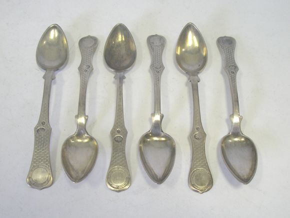 Bonhams : Six Turkish silver spoons, with Tughra marks,