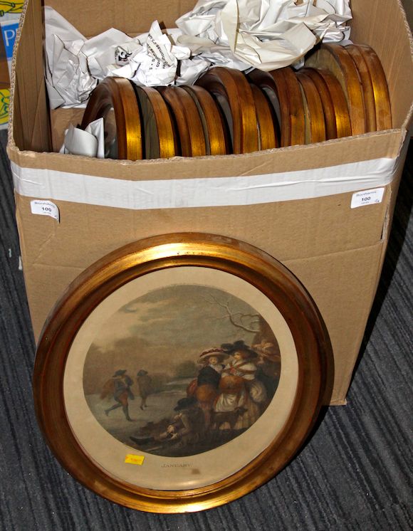 Bonhams : A set of twelve oval stipple engravings: The Months of the ...