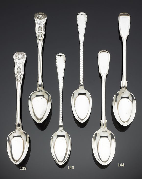 Bonhams : A Victorian pair of silver Fiddle, Thread and Shell pattern ...