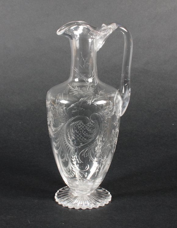 Bonhams : A Stourbridge 'Rock Crystal' style claret jug Circa 1880-90.