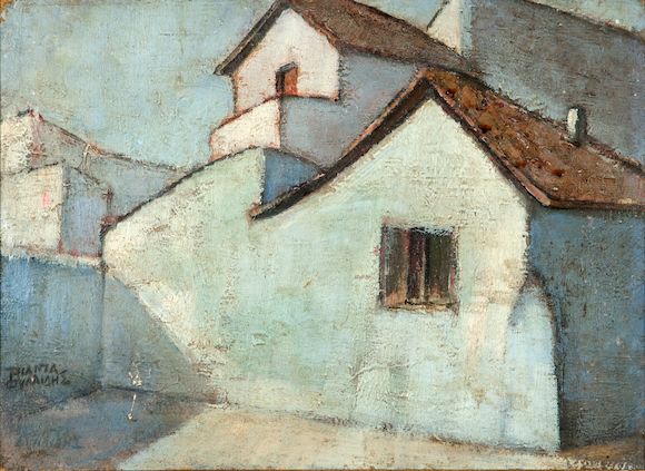 Bonhams : Theofrastos Triantafyllidis (Greek, 1881-1955) Houses 19.5 x ...