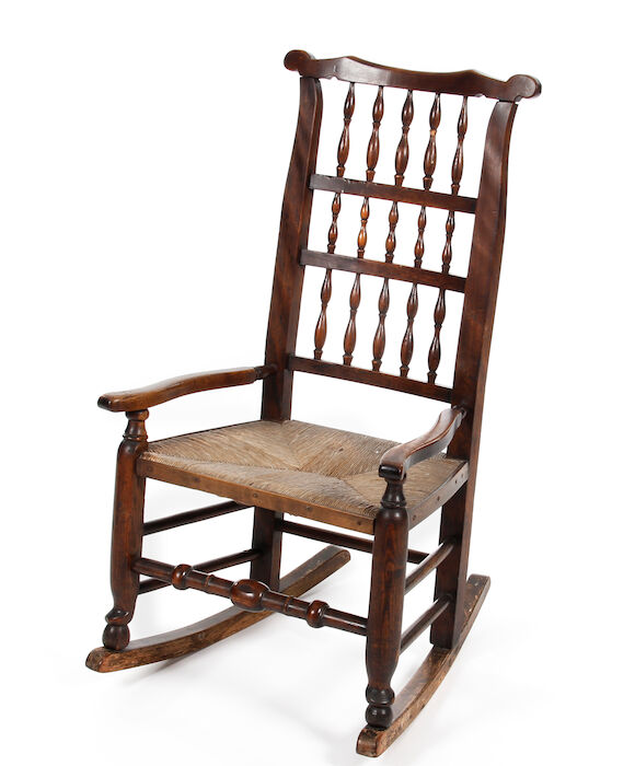 Bonhams : A 19th Century spindle back rocking chair North West