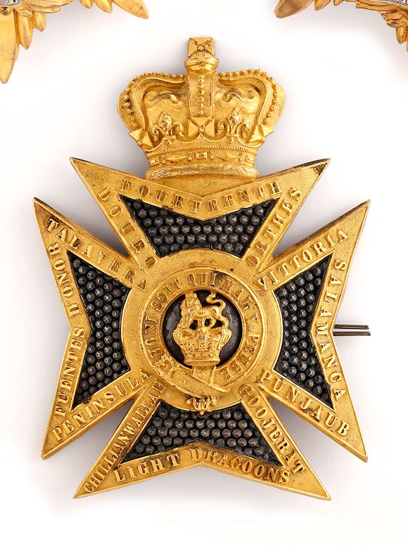 Bonhams : A 14th Light Dragoons Officer's 1857 Pattern Shako Plate