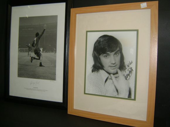Bonhams : George Best hand signed picture and 1968 print