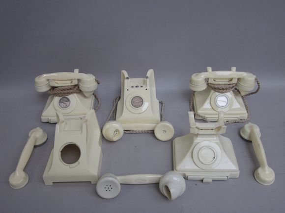 Bonhams : Ivory bakelite 200 and 300-series telephones, extensions and spares: