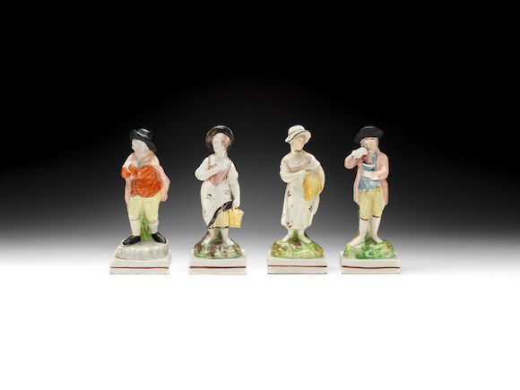 Bonhams : A set of four pearlware figures of The Seasons, circa 1800-15