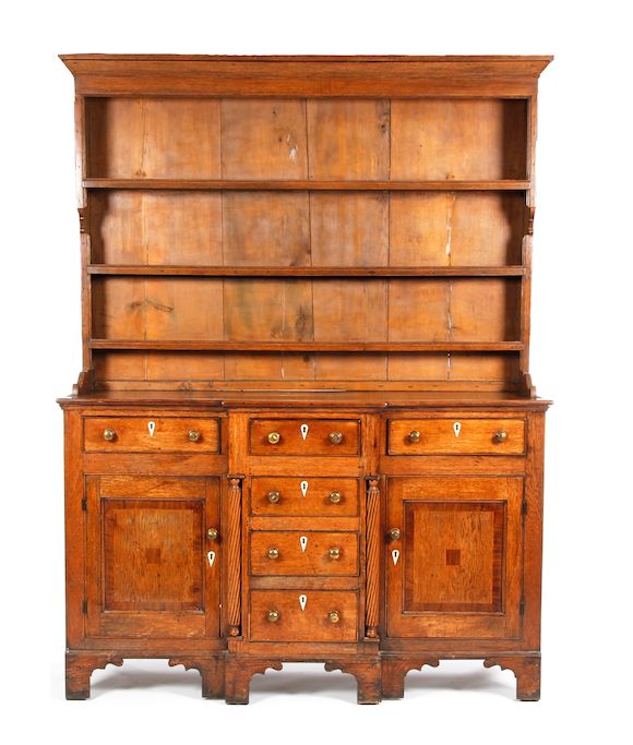 Bonhams : A George III oak breakfront high dresser, North Wales