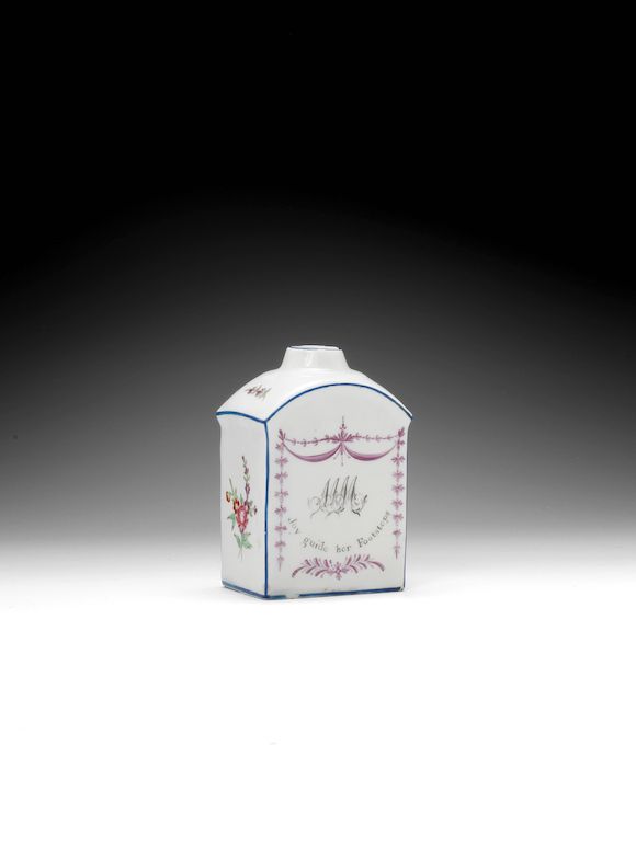 Bonhams : An important Lowestoft tea canister, dated 1797