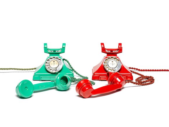 Bonhams : A 200-series red bakelite telephone, impressed mark 164 56,