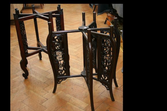 Bonhams : Five turned hardwood folding table stands