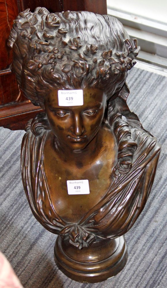 Bonhams : A patinated bronze bust of a woman