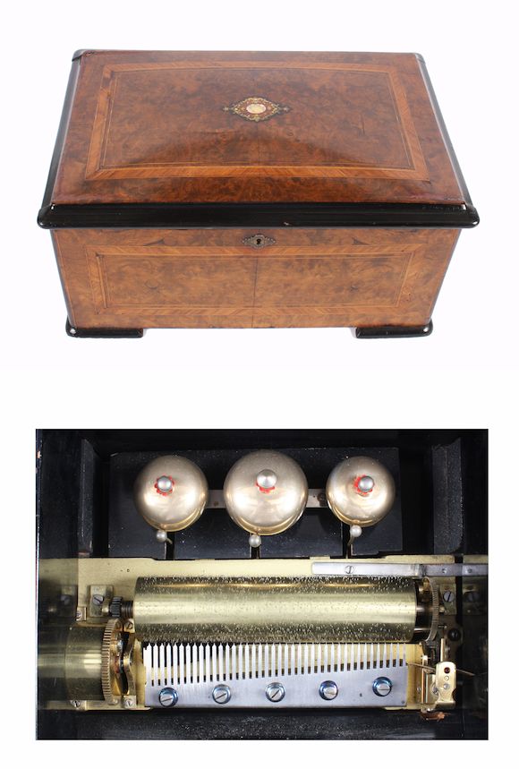 Bonhams : A ten air cylinder musical box with bells, circa 1890,