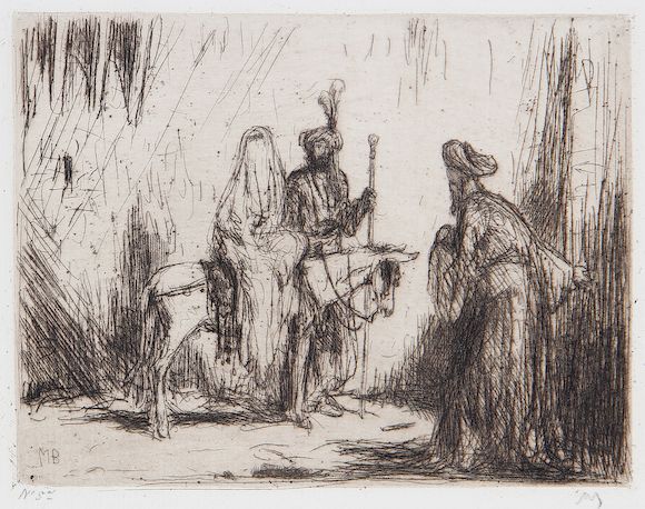 Bonhams : Marius Bauer (Dutch, 1867-1932) The Visit Etching, on laid ...