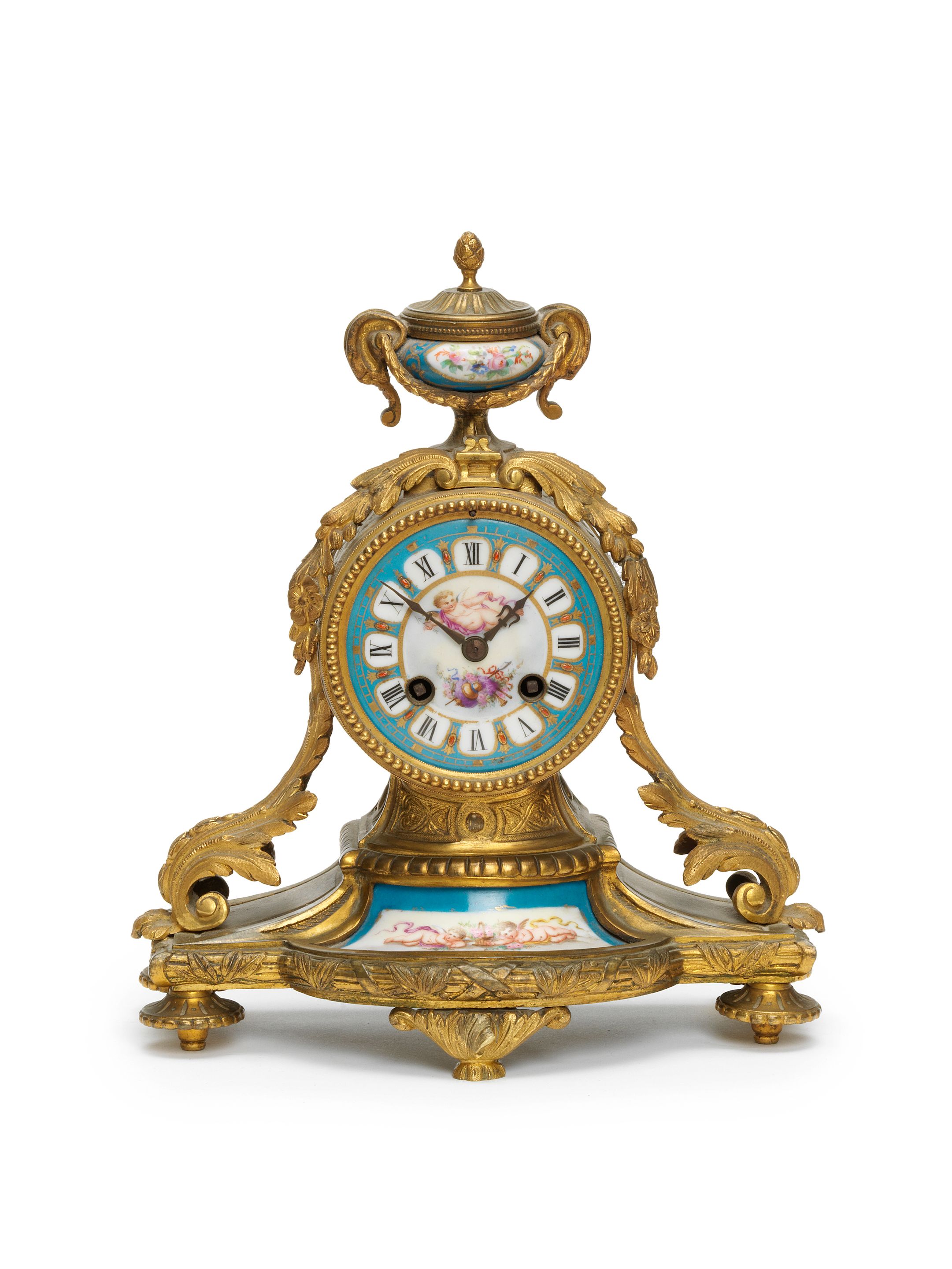 Bonhams : A 19th century French porcelain mounted gilt metal mantel ...
