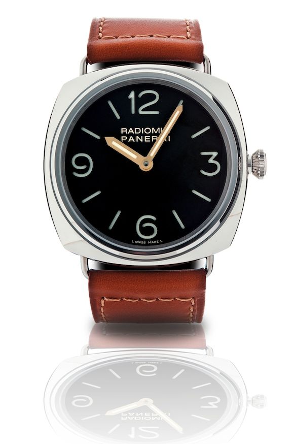 Bonhams : Officine Panerai. A fine and rare stainless steel manual wind ...