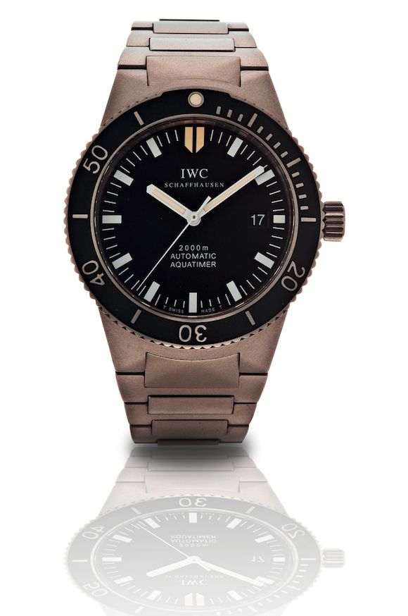 Bonhams : IWC. A fine titanium automatic diver's wristwatchAquatimer ...