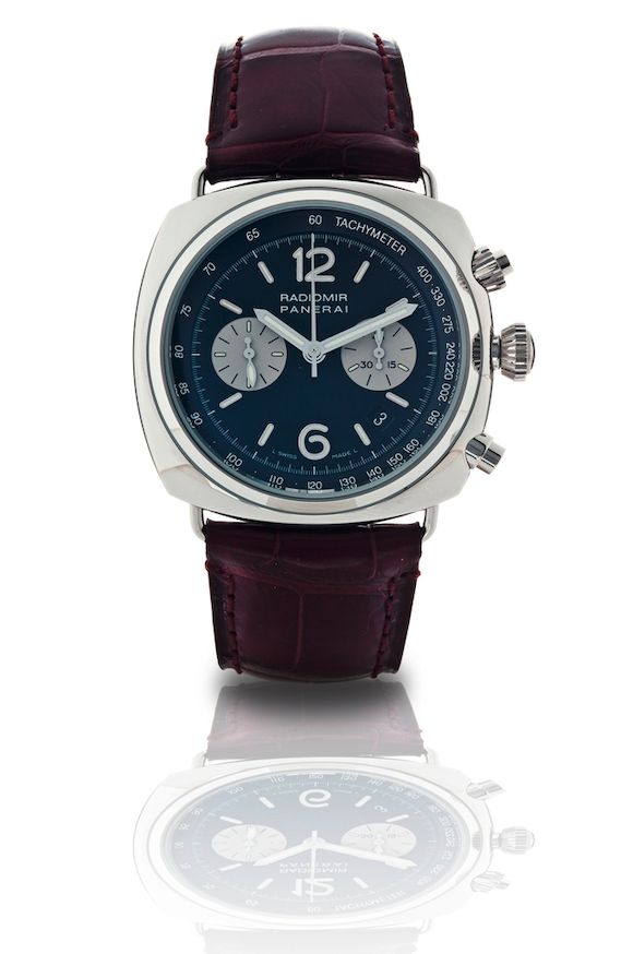 Bonhams : Officine Panerai. A fine and rare stainless steel manual wind ...