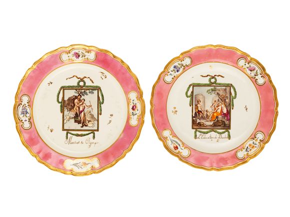 Bonhams : Two Höchst neo-classical plates, circa 1781-84