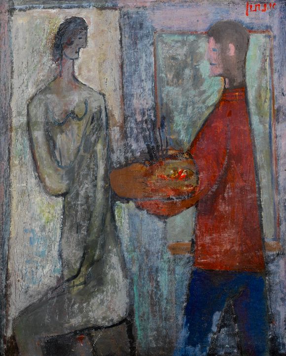 Bonhams : Avraham Naton (Israeli, 1906-1959) Painter and model