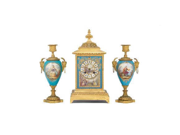 Bonhams : A good late 19th century French porcelain mounted gilt brass ...