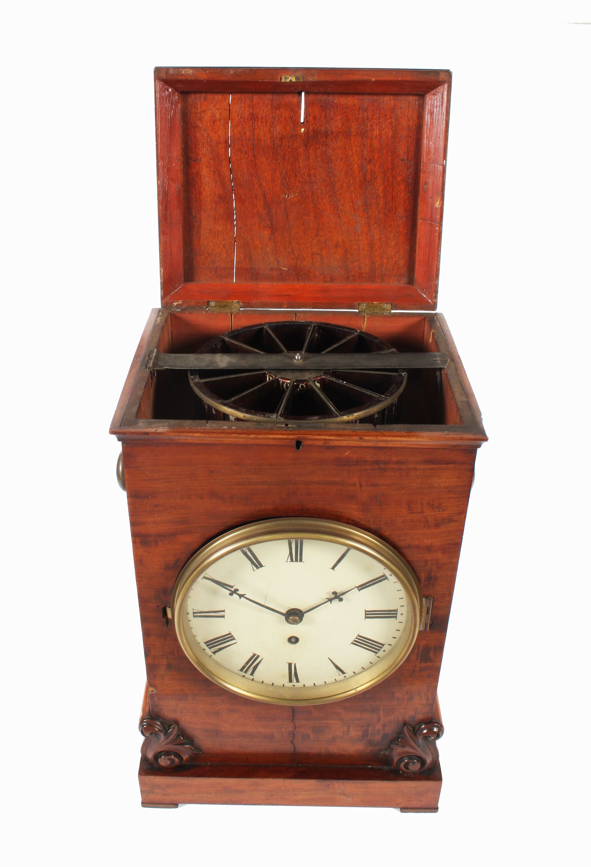 Bonhams : A Victorian mahogany cased night-watchman's timepiece,