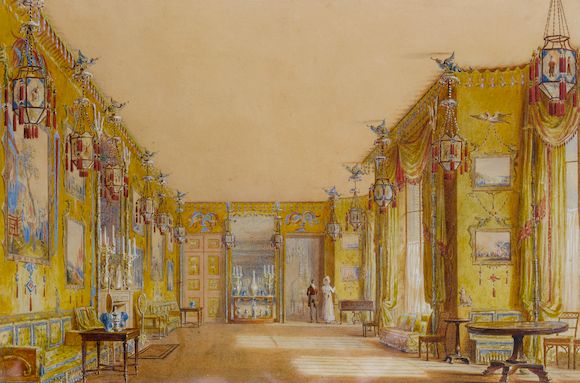Bonhams : After Augustus Charles Pugin The yellow drawing room, Royal ...