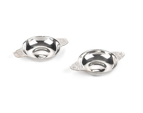 Bonhams : ROBERT EDGAR STONE Two silver quaiches, London 1946 / 47 ...