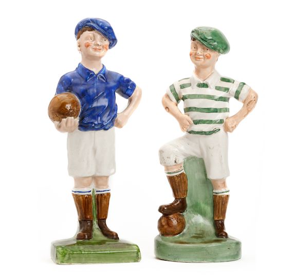 Bonhams : A handmade ceramic figure of a Celtic football player