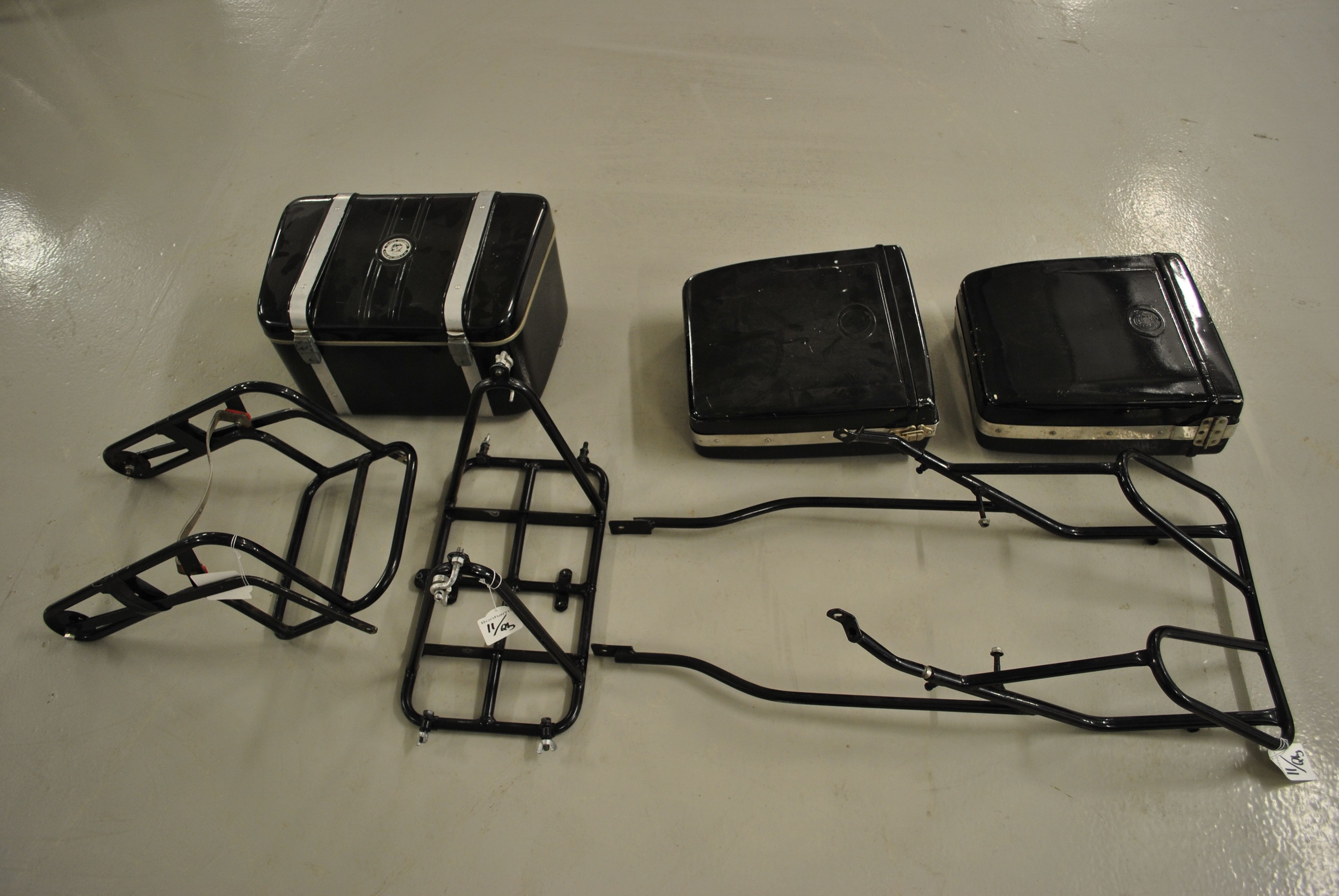 Bonhams Cars : A set of Vincent touring racks and luggage,