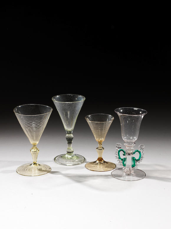 Bonhams Two Façon De Venise Wine Glasses Early 18th Century