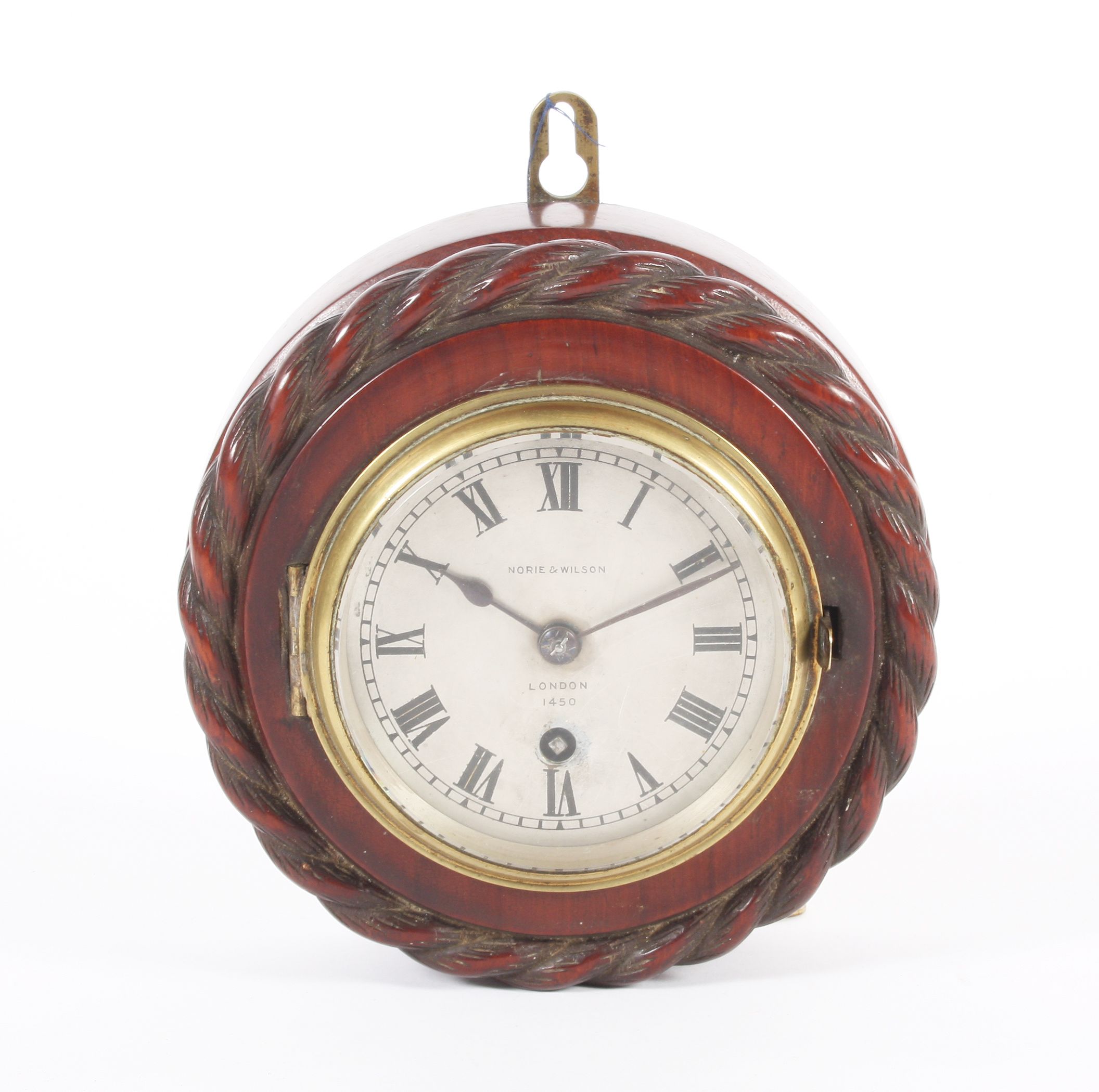 Bonhams : A small circular teak cased ship's type wall timepiece, circa ...