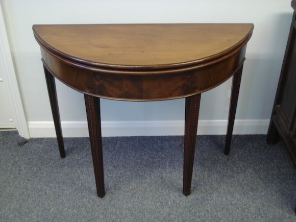 Bonhams : A George III style mahogany semi-circular card table