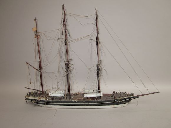Bonhams : A sailor-made waterline model of the three masted Barque ...