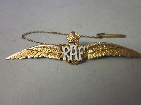 Bonhams : A 9 carat gold RAF brooch,