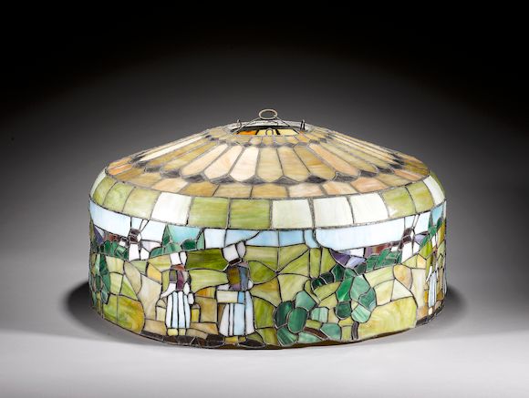 Bonhams : A large continental leaded-glass ceiling shade Circa 1910.