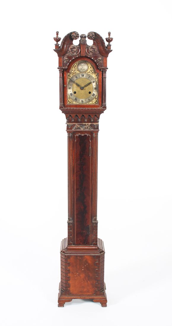 Bonhams : A George III style figured mahogany longcase clock of small ...