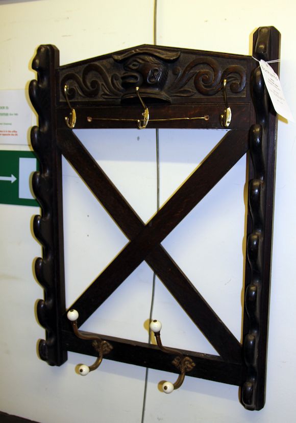 Bonhams : A late 19th Century carved oak mural whip-rack