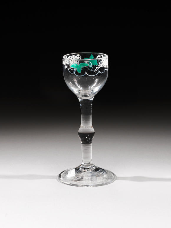 Bonhams A Rare Beilby Enamelled Wine Glass Circa 1765