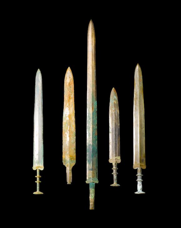 Bonhams : Five bronze jian Mid Eastern Zhou dynasty, Yue culture
