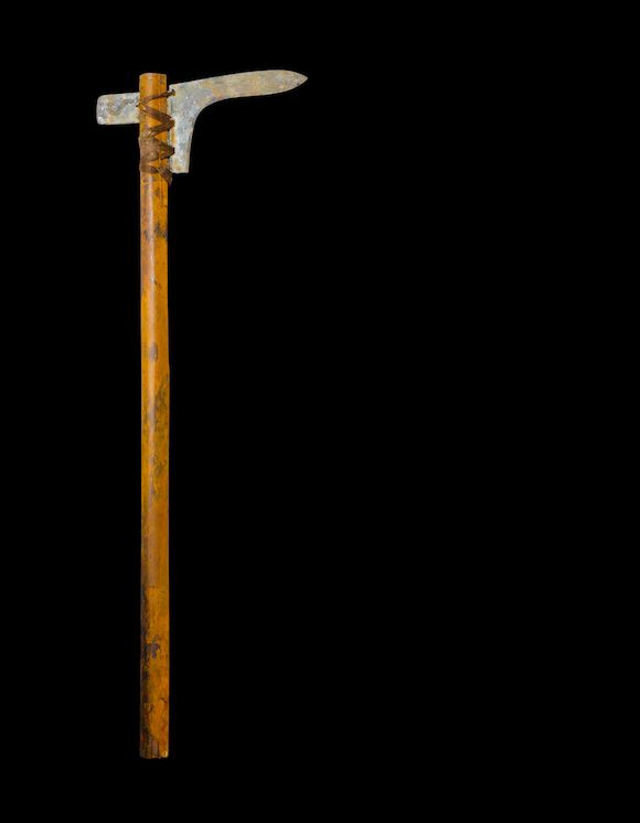 Bonhams : A large dagger-axe on original pole and binding, ge Mid ...