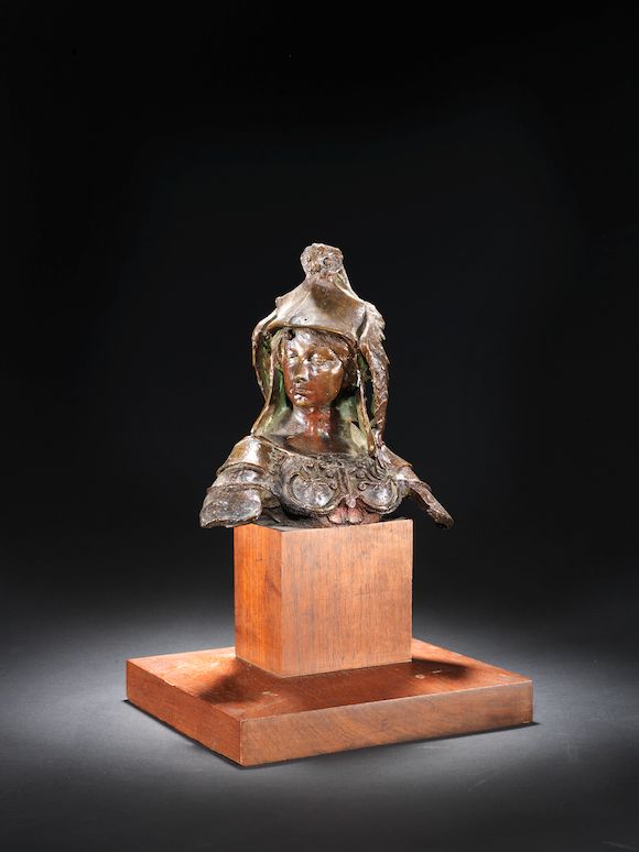 Bonhams : Sir Alfred Gilbert 'Study for Athena' A Patinated Bronze ...