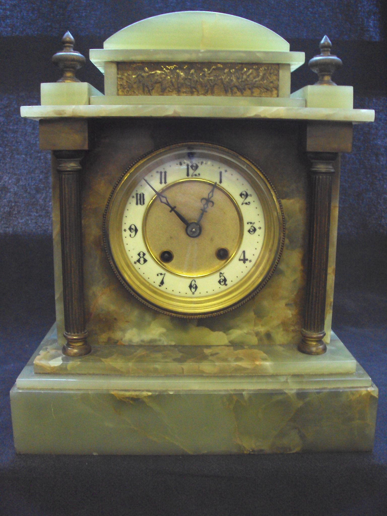 Bonhams : A green onyx mantel clock