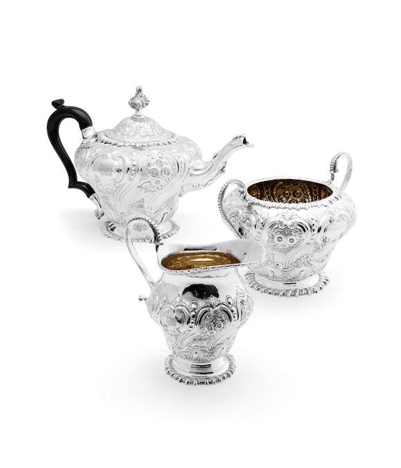 Bonhams : A late Victorian three piece tea service By W & C Sissons ...
