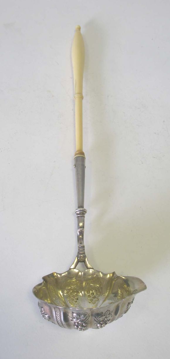 Bonhams : A George II ivory handled silver toddy ladle, by Philip ...