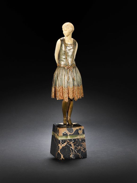 Bonhams : Gérard Rigot A Stylish Bronze and Ivory Study of a Young Lady ...