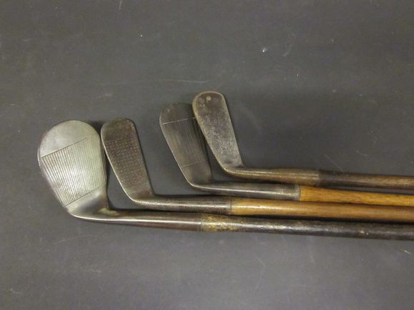 Bonhams : A small collection of wooden shafted irons