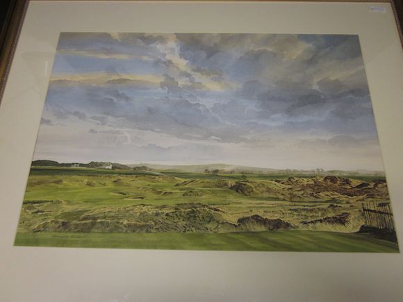 Bonhams : Ken Reed: A fine water colour of The Postage Stamp hole at ...