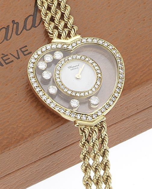 Bonhams : Chopard. A fine 18ct gold lady's diamond set heart shaped ...